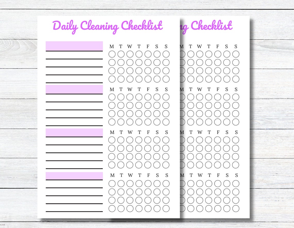 Printable Daily Cleaning Schedule Checklist, Chore Chart Checklist ...
