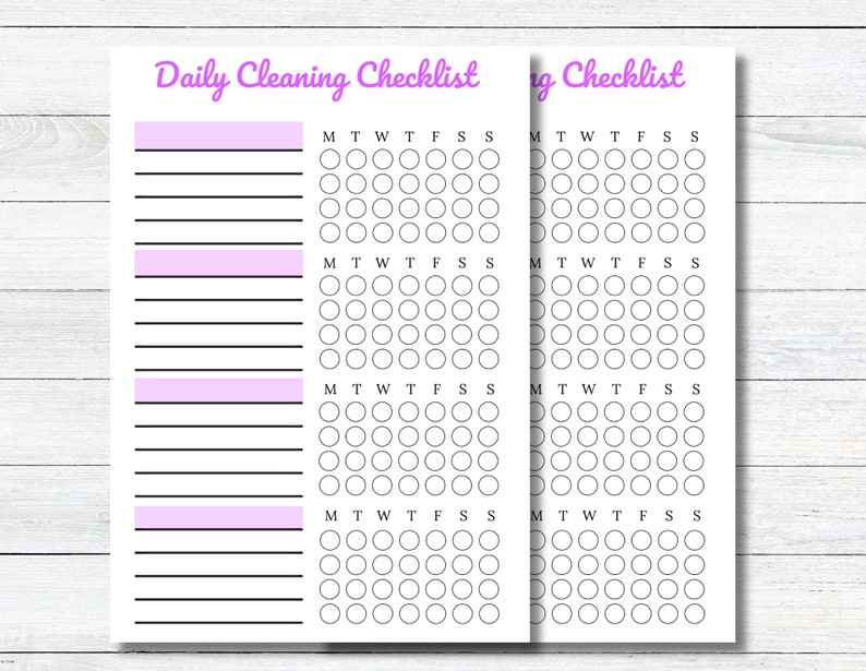 Printable Daily Cleaning Schedule Checklist, Chore Chart Checklist ...