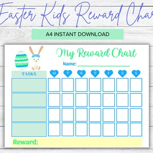Easter Kids & Toddler Reward Chart Printable, Daily Weekly Reward Chart ...