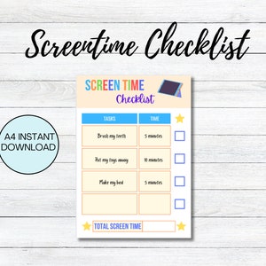Printable Screen Time Daily Checklist, Weekly Summer Checklist, Summer ...