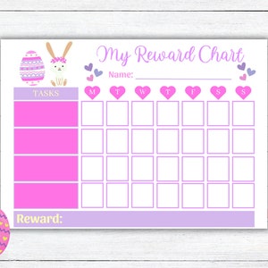 Easter Kids & Toddler Reward Chart Printable, Rainbow, Hearts, Daily ...