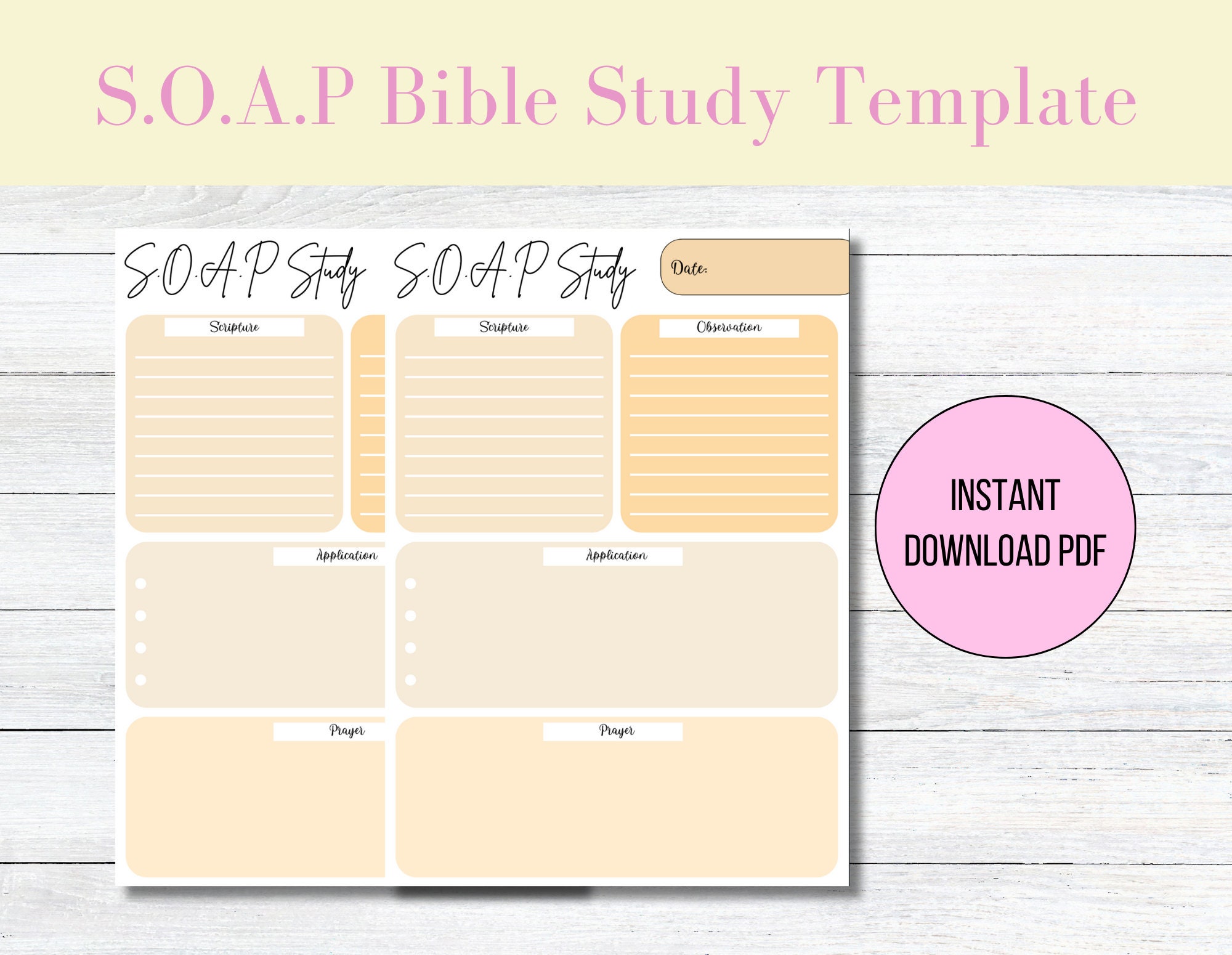 SOAP Bible Study Template, S.o.a.p Bible Passage Summary, Bible Verse ...
