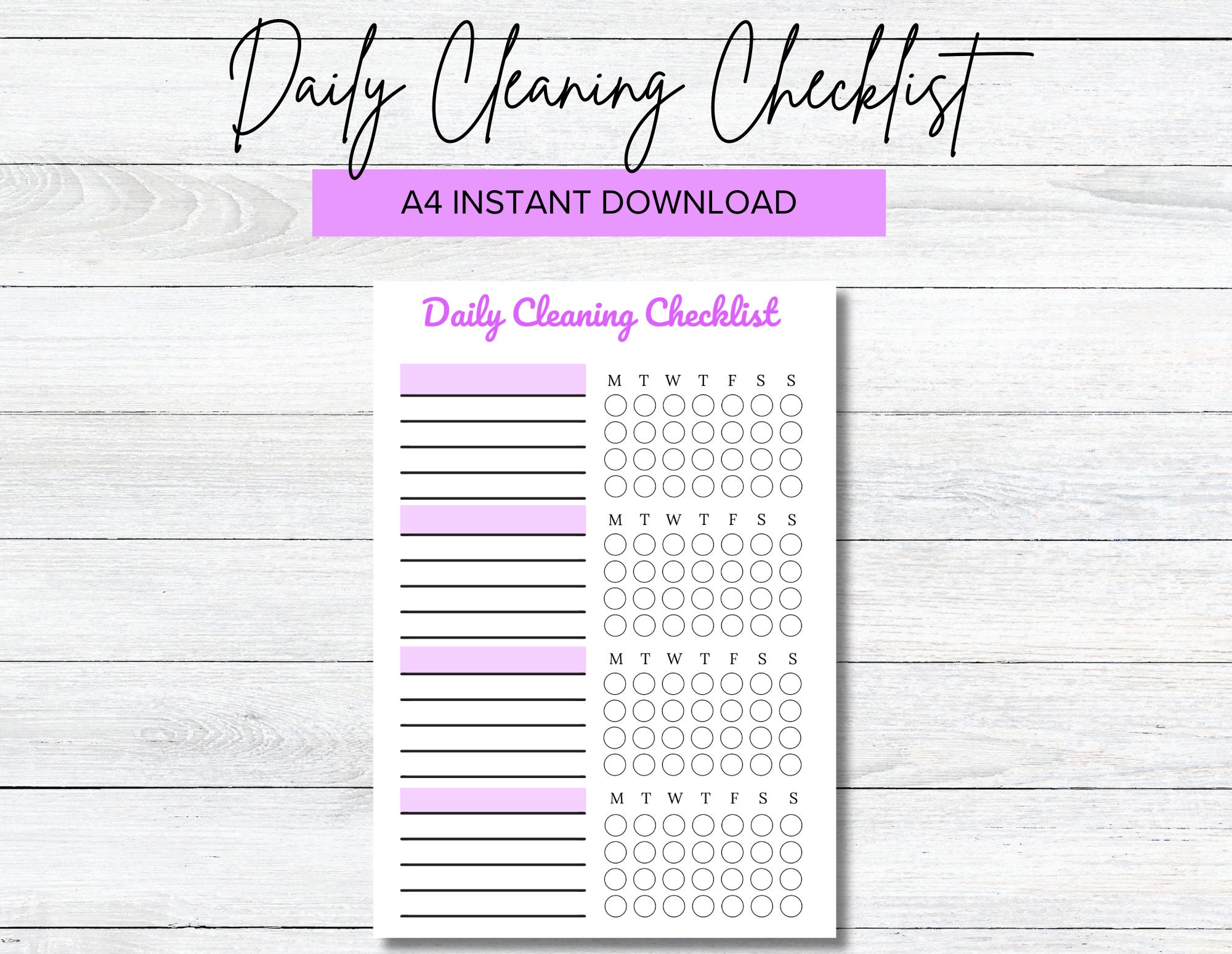 Printable Daily Cleaning Schedule Checklist, Chore Chart Checklist ...