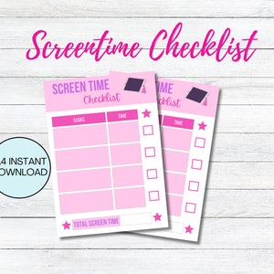 Printable Screen Time Daily Checklist, Weekly Summer Checklist, Summer ...