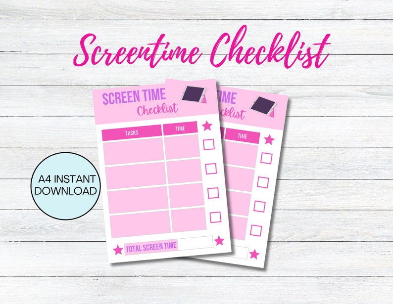 Printable Screen Time Daily Checklist, Weekly Summer Checklist, Summer ...