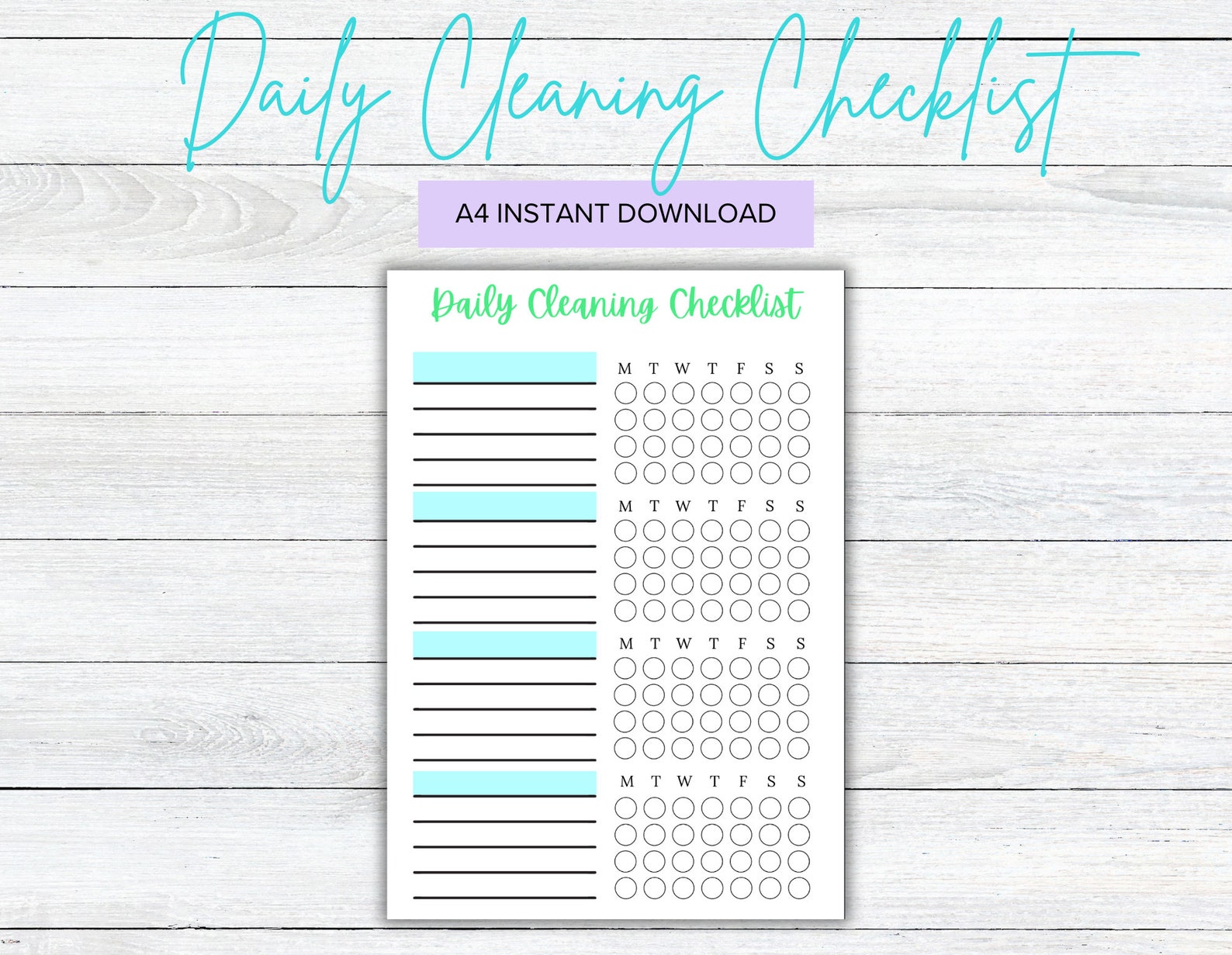 Printable Daily Cleaning Schedule Checklist, Chore Chart Checklist ...