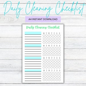 Printable Daily Cleaning Schedule Checklist, Chore Chart Checklist ...