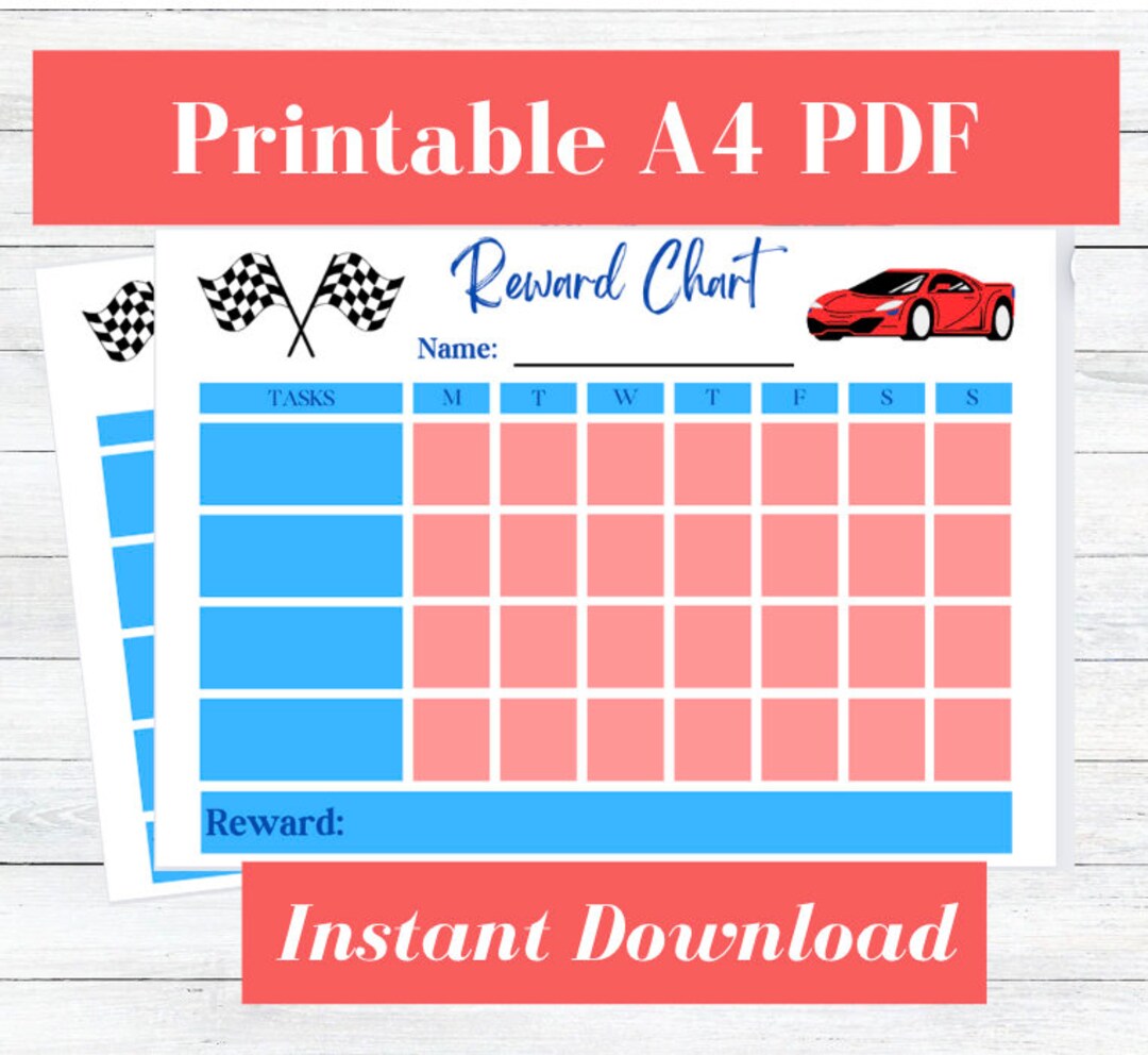 Printable Kid's Reward Chart, Car Theme Reward Chart, Chore Chart ...