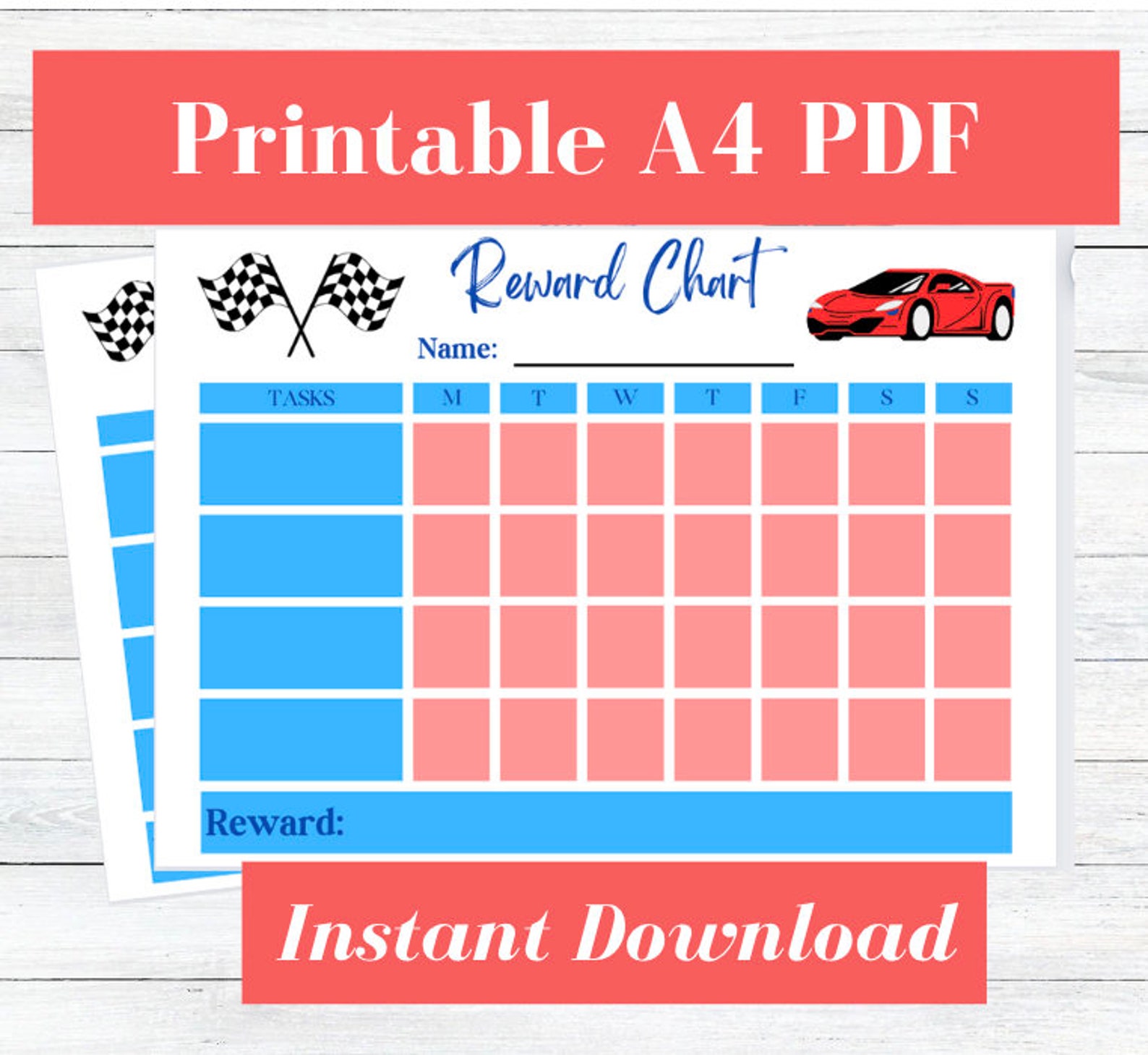 Printable Kid's Reward Chart, Car Theme Reward Chart, Chore Chart ...