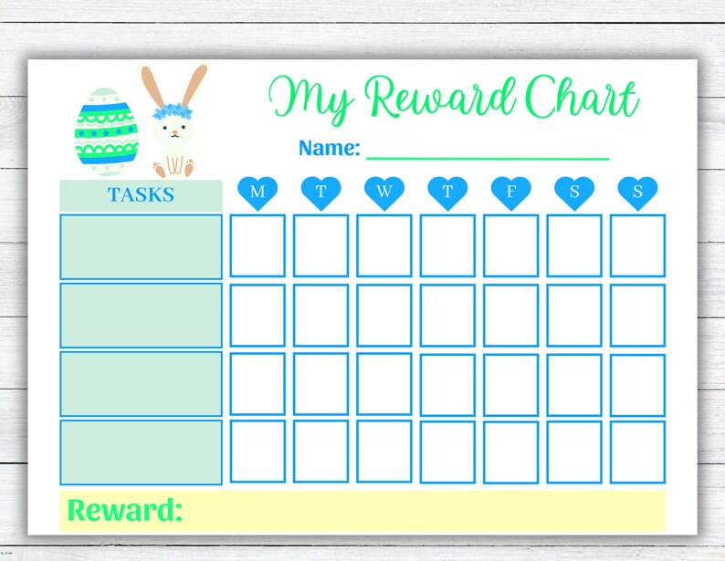 Easter Kids & Toddler Reward Chart Printable, Daily Weekly Reward Chart ...