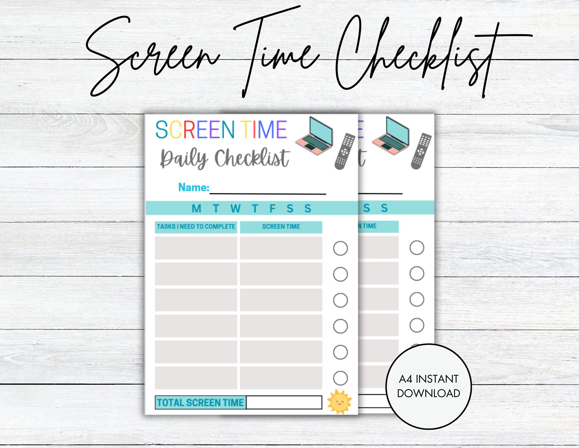 Printable Screen Time Daily Checklist, Weekly Summer Checklist, Summer ...