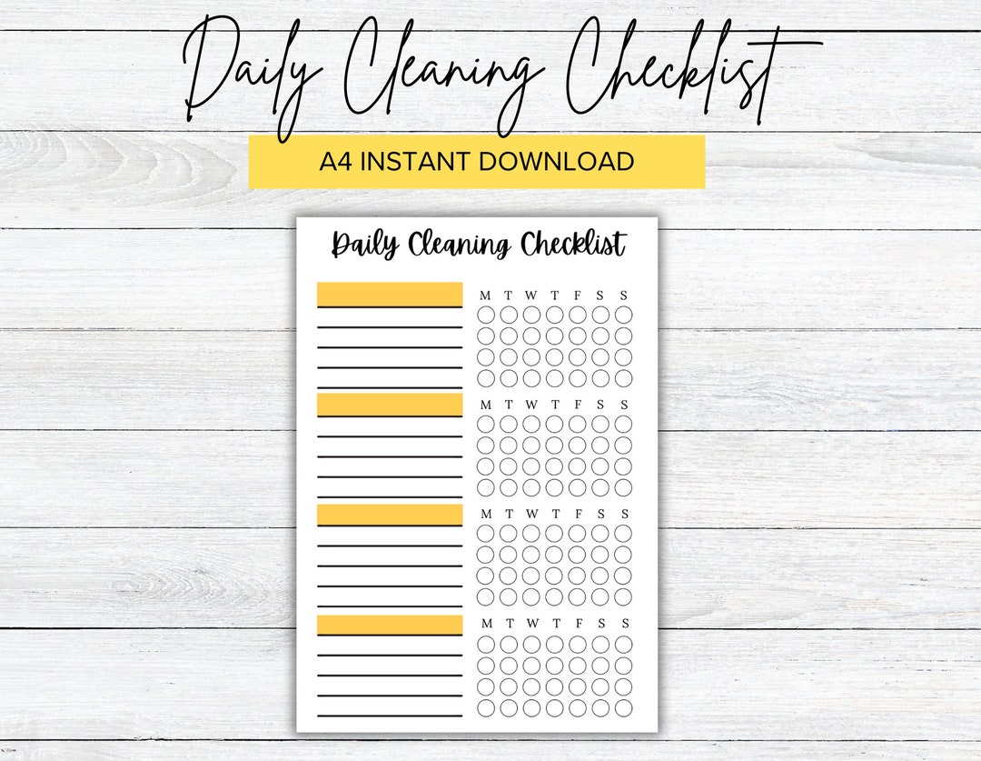 Printable Daily Cleaning Schedule Checklist, Chore Chart Checklist ...