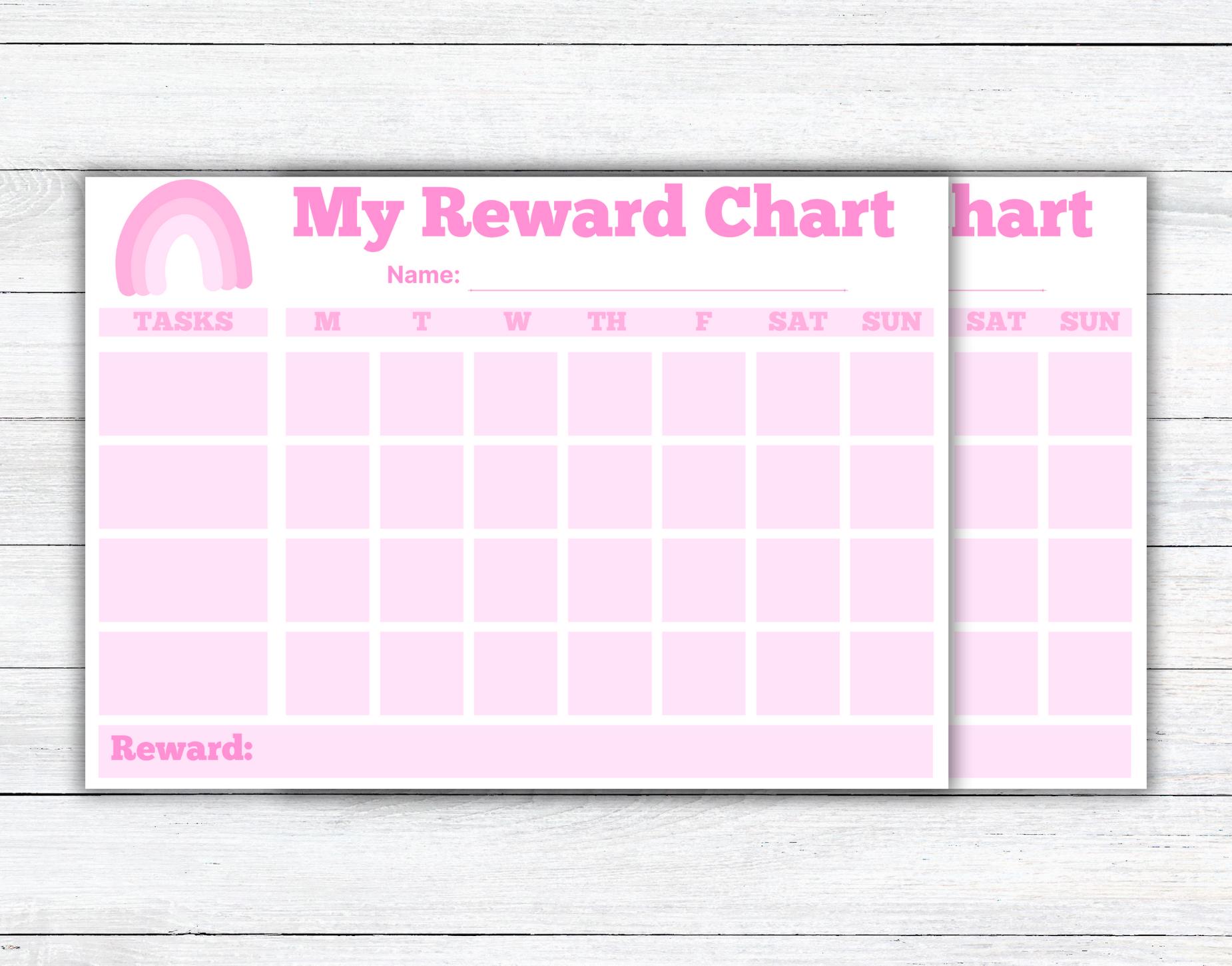 Rainbow Reward Chart Printable, Pink & Pastel, Sticker Reward Chart ...