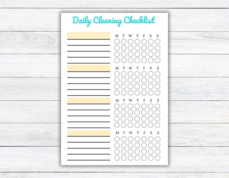 Printable Daily Cleaning Schedule Checklist, Chore Chart Checklist ...