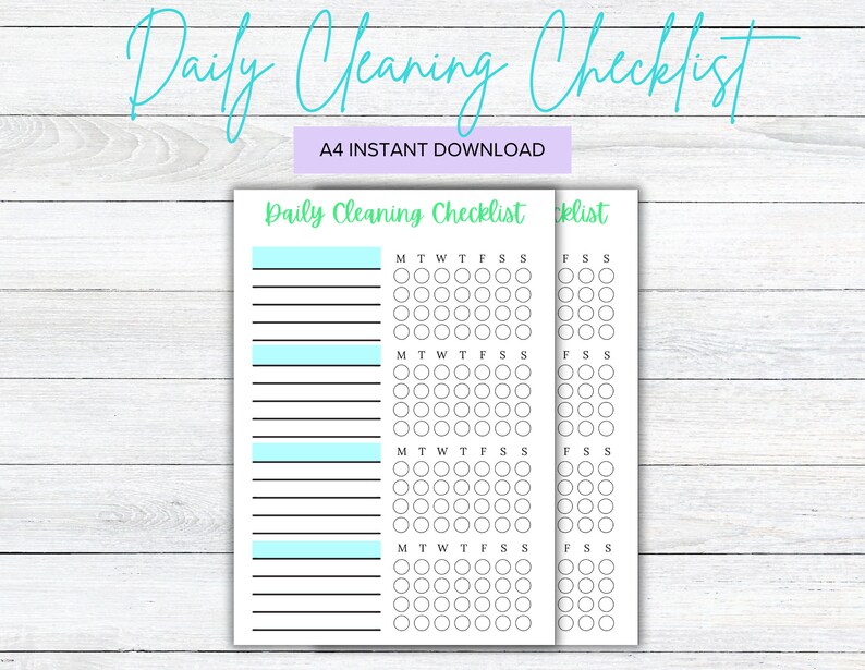 Printable Daily Cleaning Schedule Checklist, Chore Chart Checklist ...