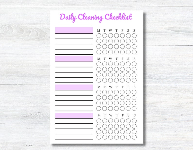 Printable Daily Cleaning Schedule Checklist, Chore Chart Checklist ...