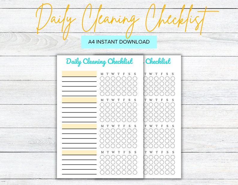 Printable Daily Cleaning Schedule Checklist, Chore Chart Checklist ...