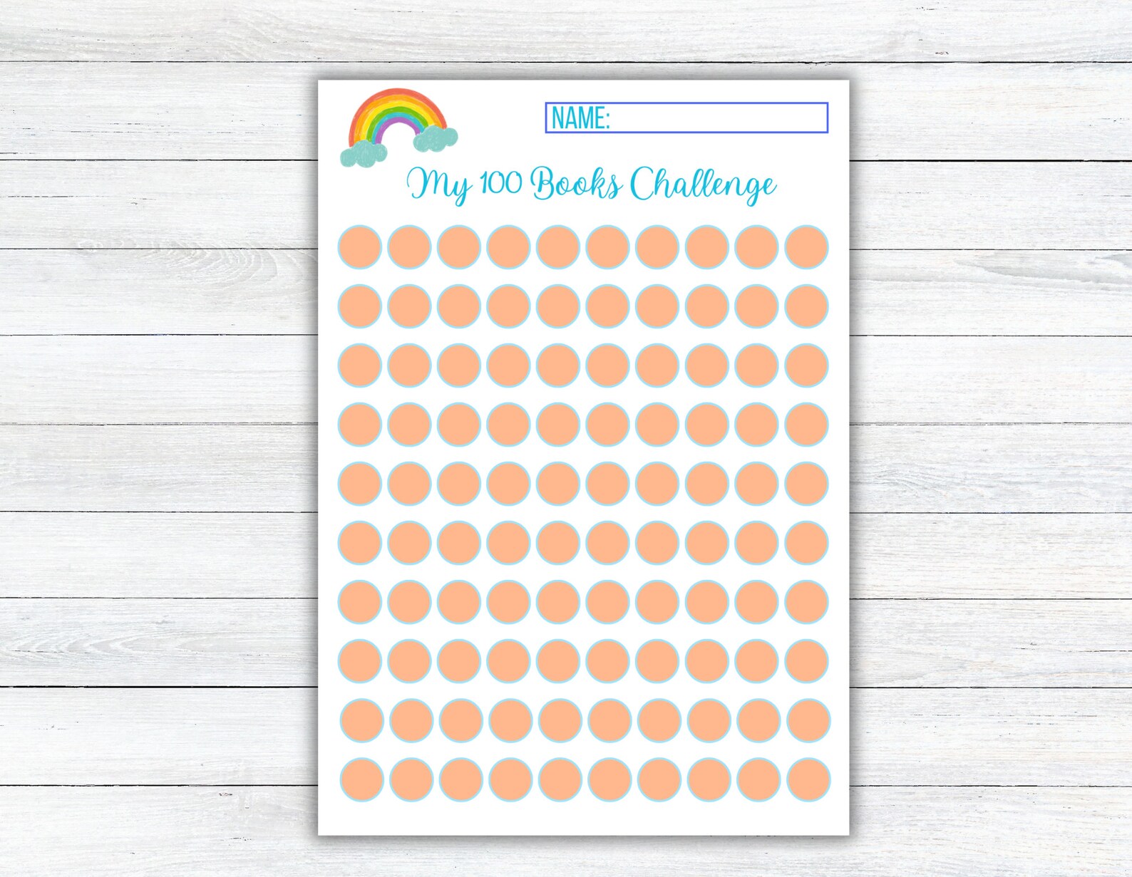 Kids and Toddlers Reading Chart, Rainbow, Summer 100 Book Reading ...