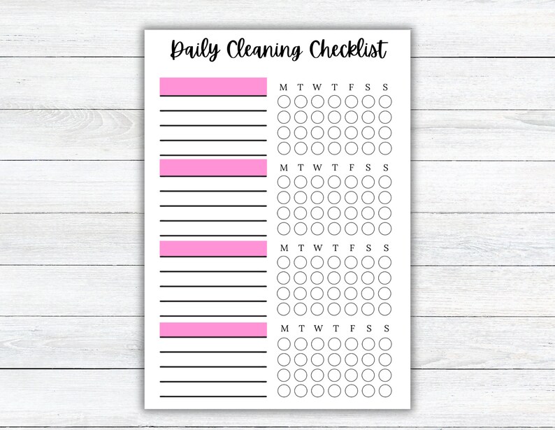 Printable Daily Cleaning Schedule Checklist, Chore Chart Checklist ...