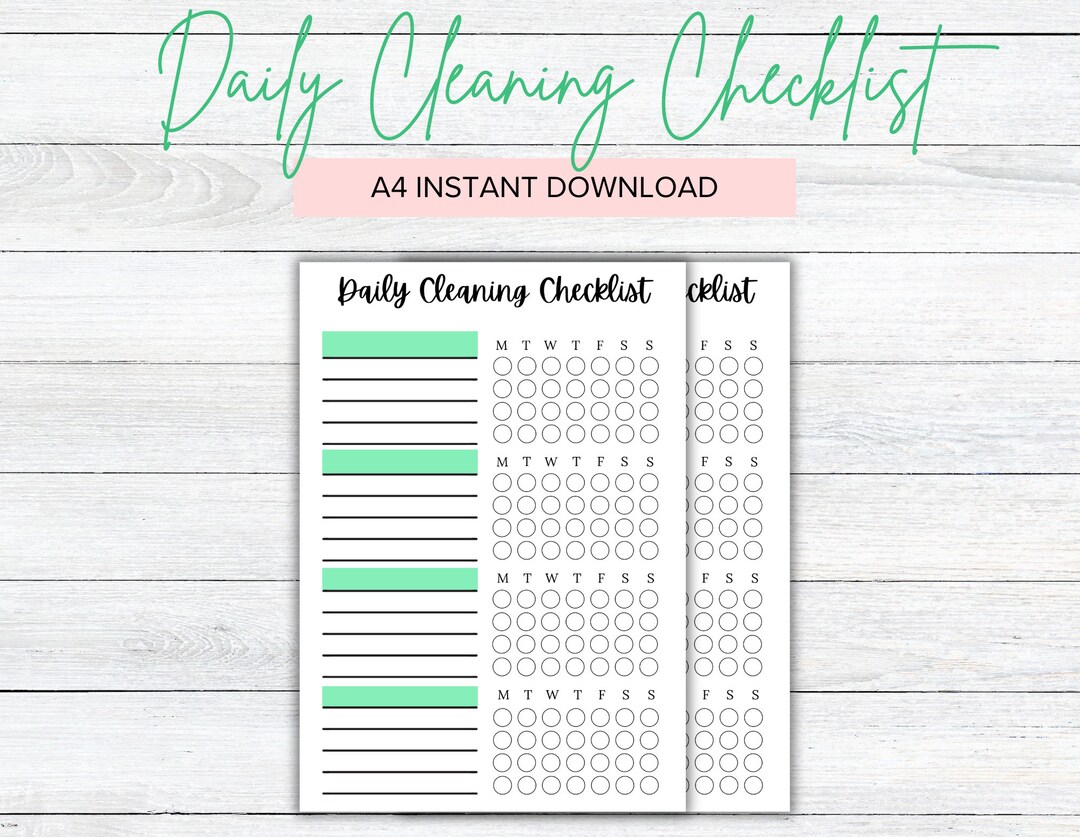 Printable Daily Cleaning Schedule Checklist, Chore Chart Checklist ...