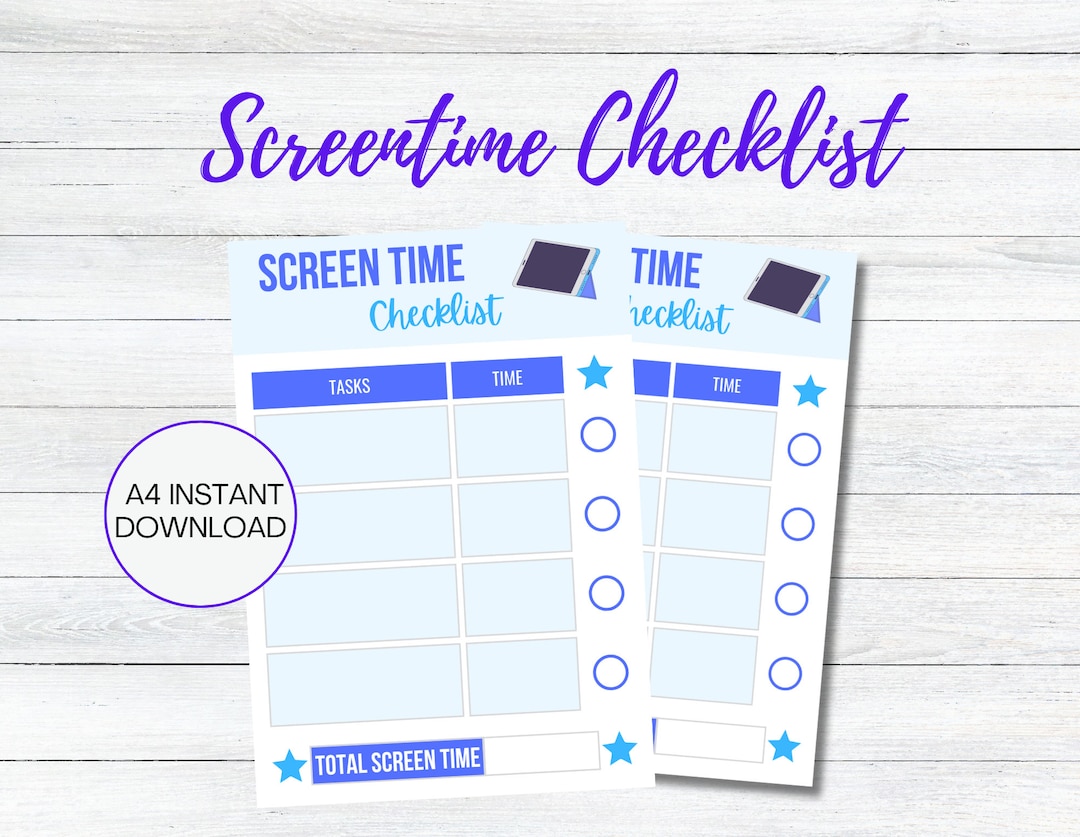 Printable Screen Time Daily Checklist, Weekly Summer Checklist, Summer ...