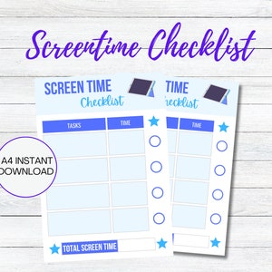 Printable Screen Time Daily Checklist, Weekly Summer Checklist, Summer ...