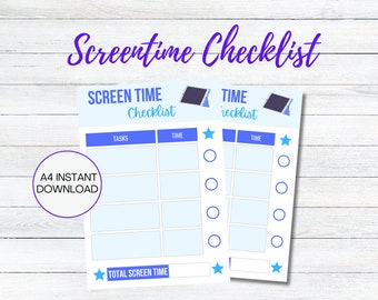 Printable Screen Time Daily Checklist, Weekly Summer Checklist, Summer ...
