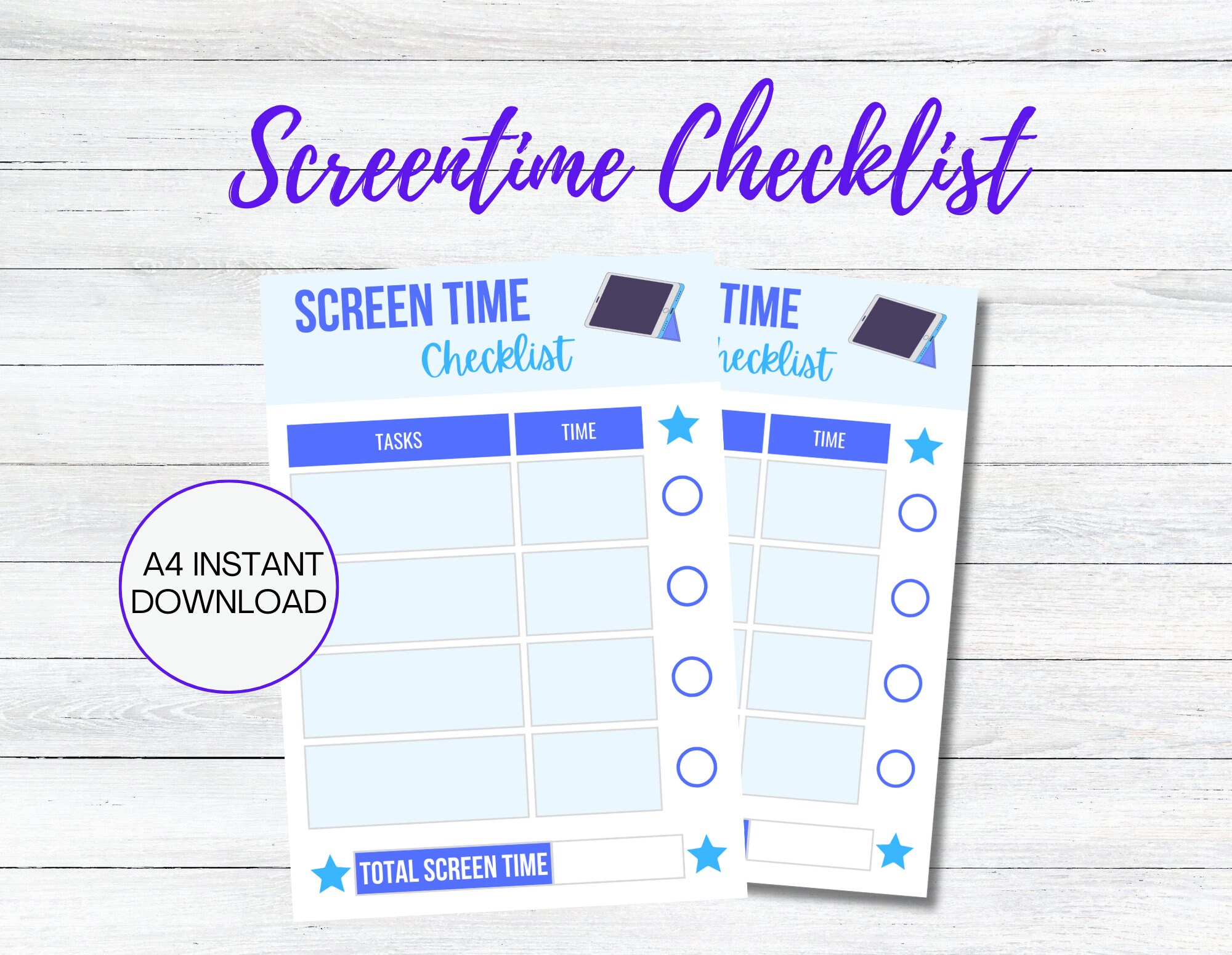 Printable Screen Time Daily Checklist, Weekly Summer Checklist, Summer ...