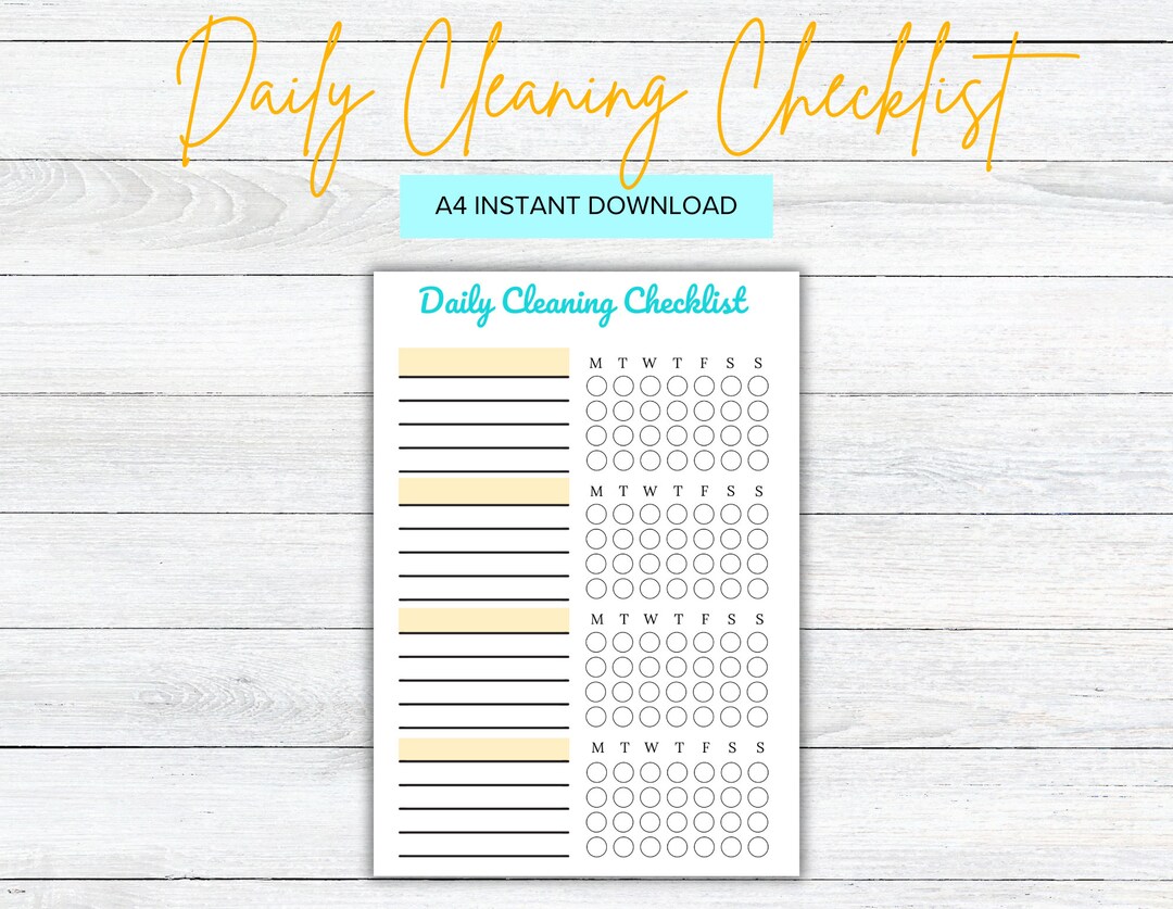 Printable Daily Cleaning Schedule Checklist, Chore Chart Checklist ...