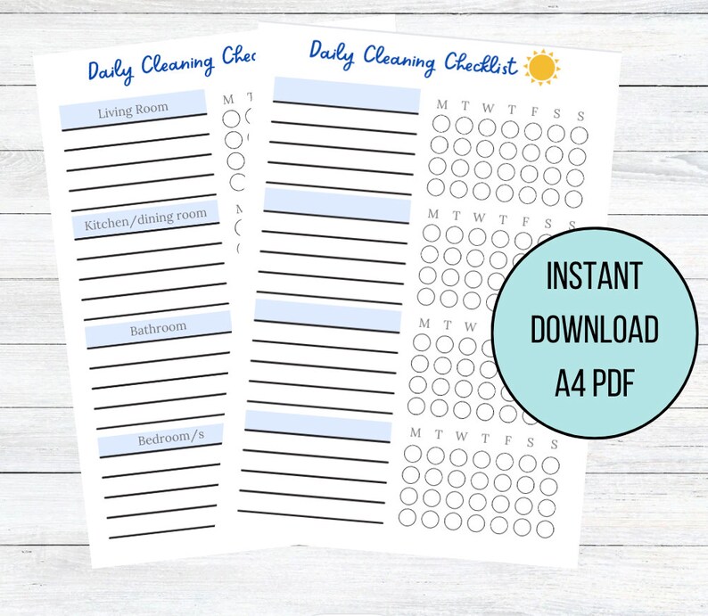 Printable Daily Cleaning Schedule Checklist, Chore Chart Checklist ...