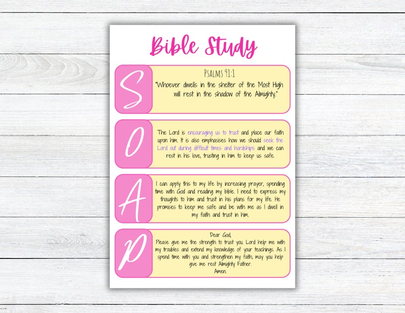 SOAP Bible Study Template, S.O.A.P Bible Passage Summary, Bible Verse ...
