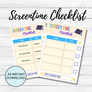 Printable Screen Time Daily Checklist, Weekly Summer Checklist, Summer ...