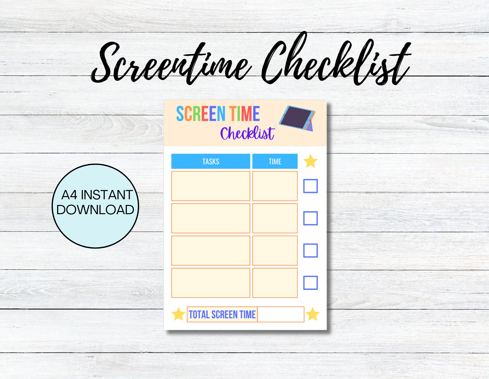 Printable Screen Time Daily Checklist, Weekly Summer Checklist, Summer ...