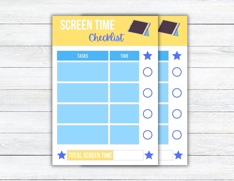 Printable Screen Time Daily Checklist, Weekly Summer Checklist, Summer ...
