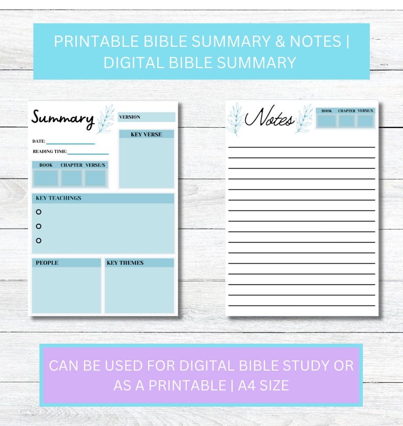 Bible Chapter Study Template Printable, Digital Bible Study, Bible ...