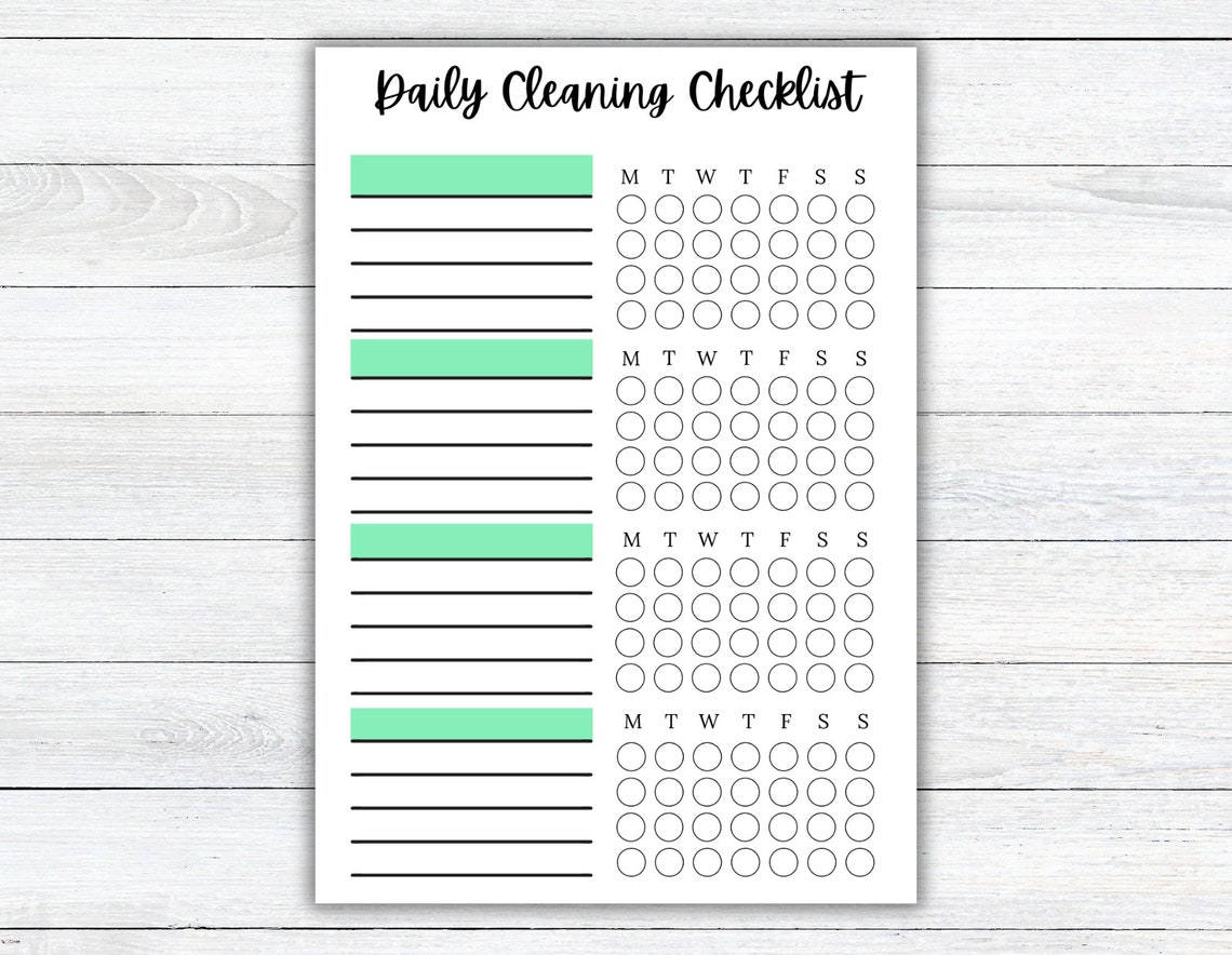Printable Daily Cleaning Schedule Checklist, Chore Chart Checklist ...