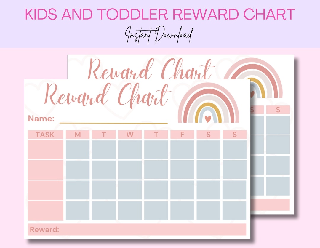 Rainbow Reward Chart Printable, Light Heart Background, Sticker Reward ...