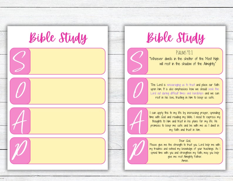 SOAP Bible Study Template, S.O.A.P Bible Passage Summary, Bible Verse ...
