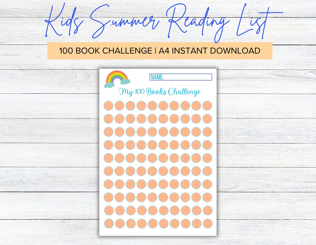 Kids and Toddlers Reading Chart, Rainbow, Summer 100 Book Reading ...