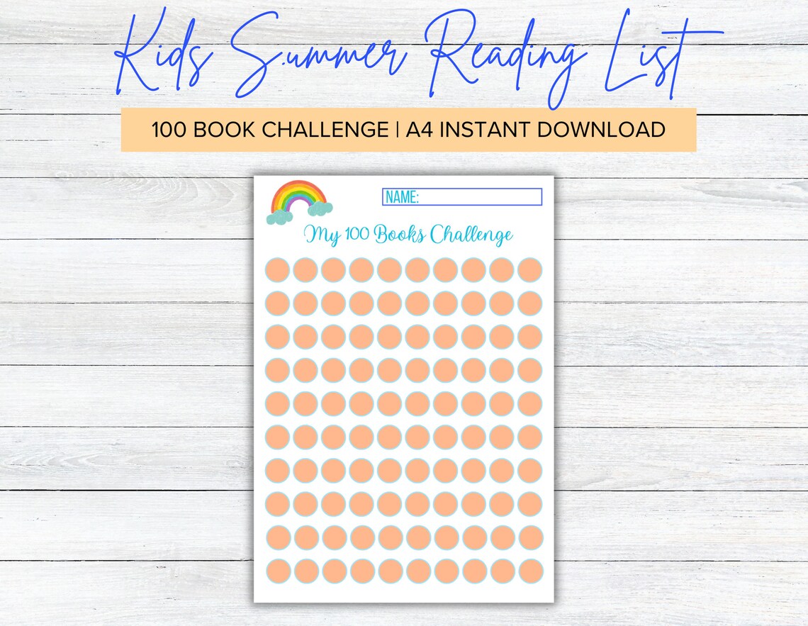 Kids and Toddlers Reading Chart, Rainbow, Summer 100 Book Reading ...