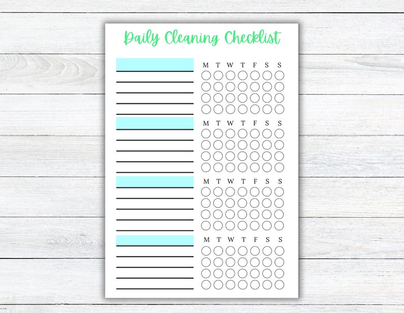 Printable Daily Cleaning Schedule Checklist, Chore Chart Checklist ...