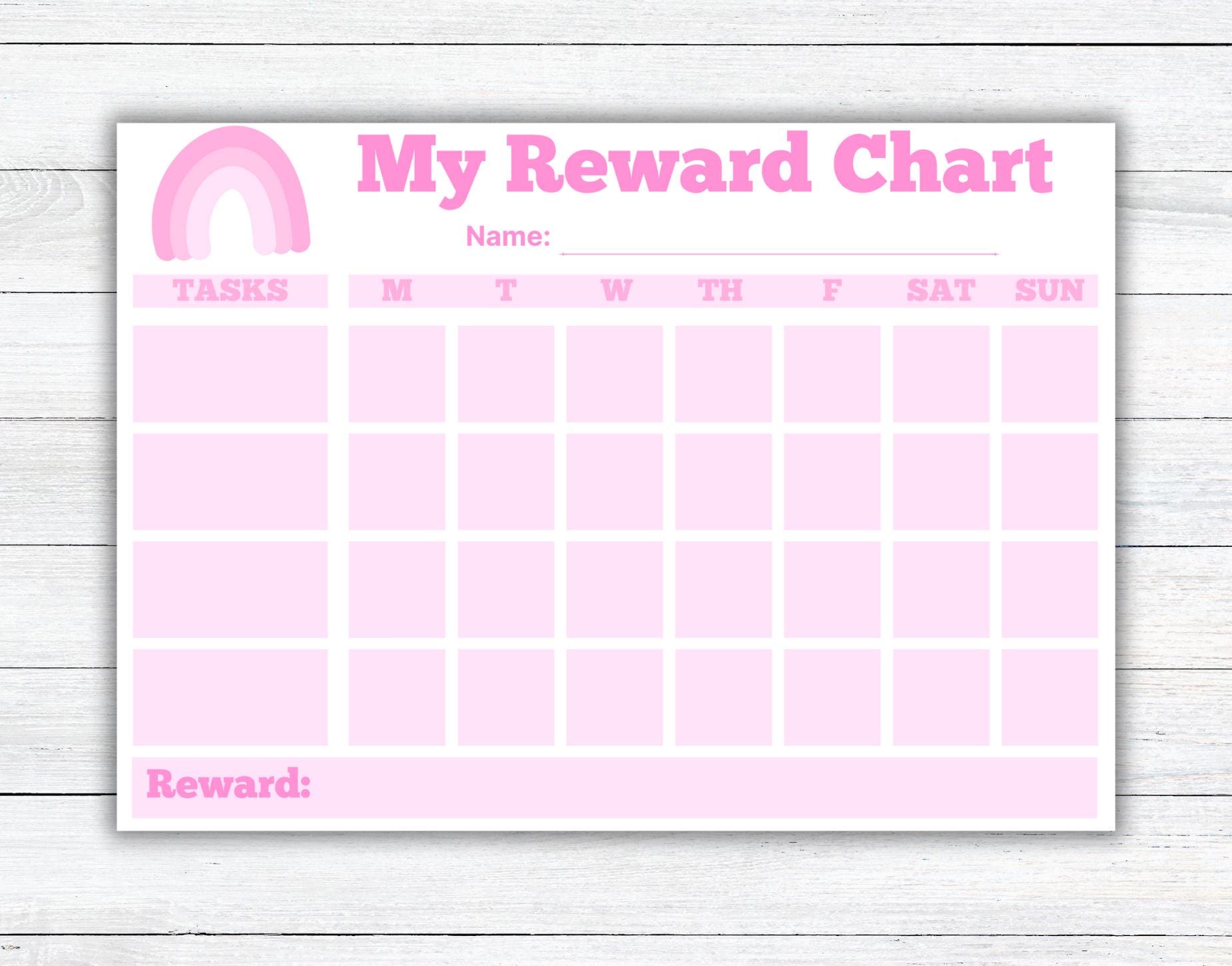 Rainbow Reward Chart Printable, Pink & Pastel, Sticker Reward Chart ...