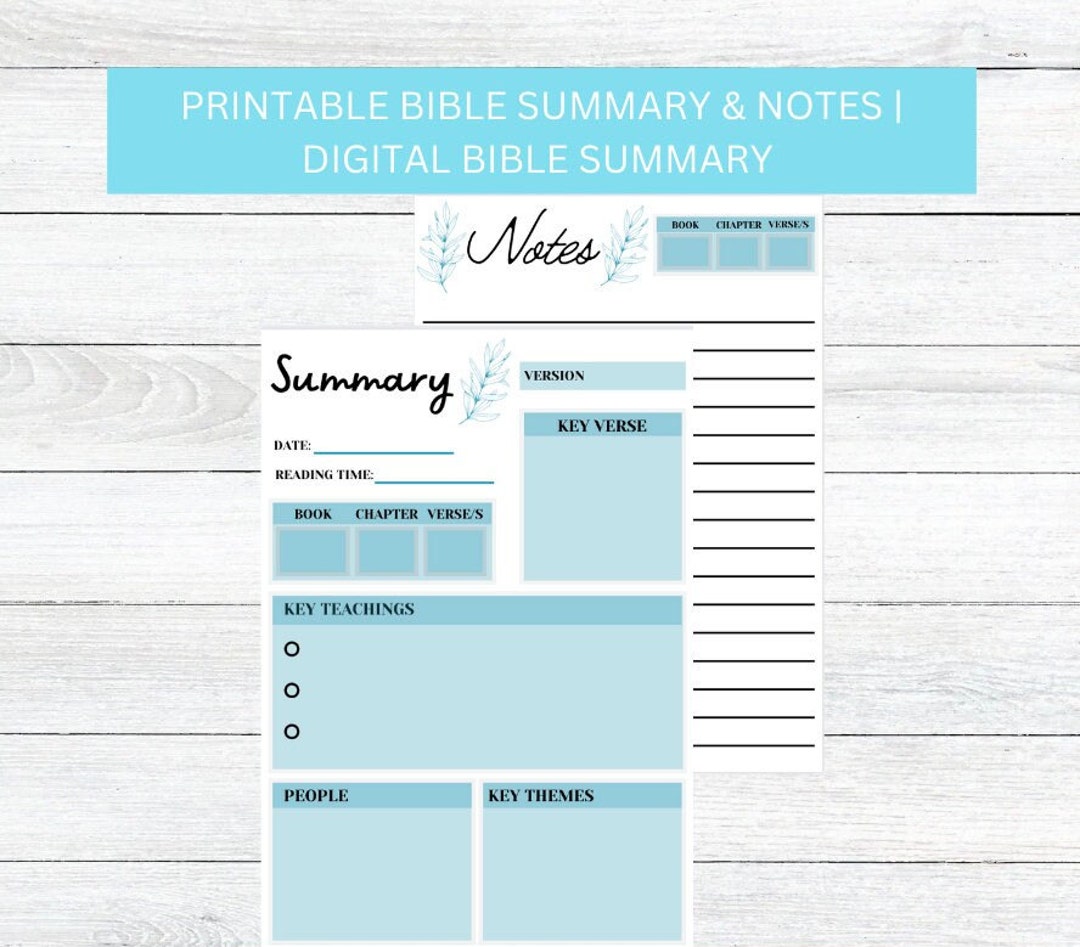 Bible Chapter Study Template Printable, Digital Bible Study, Bible ...