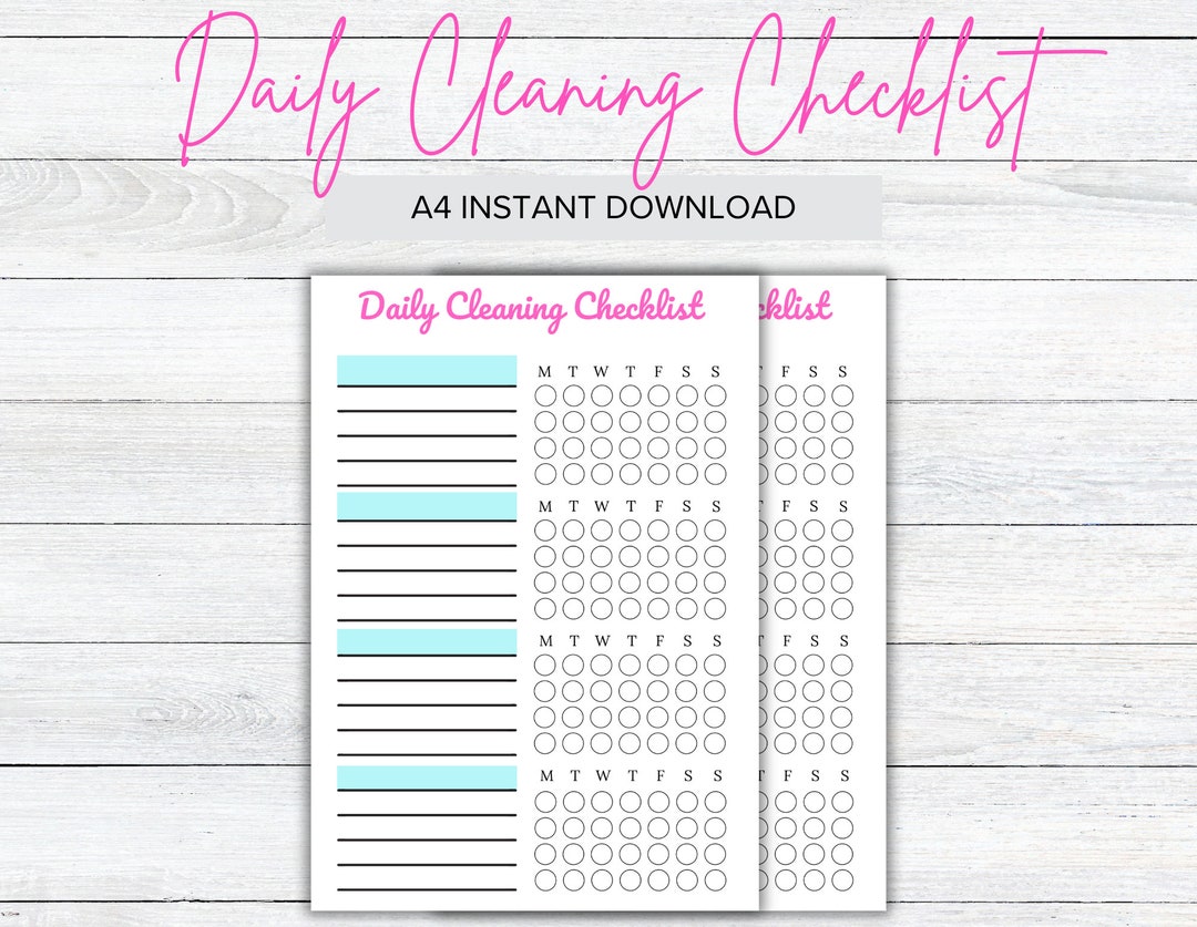 Printable Daily Cleaning Schedule Checklist, Chore Chart Checklist ...