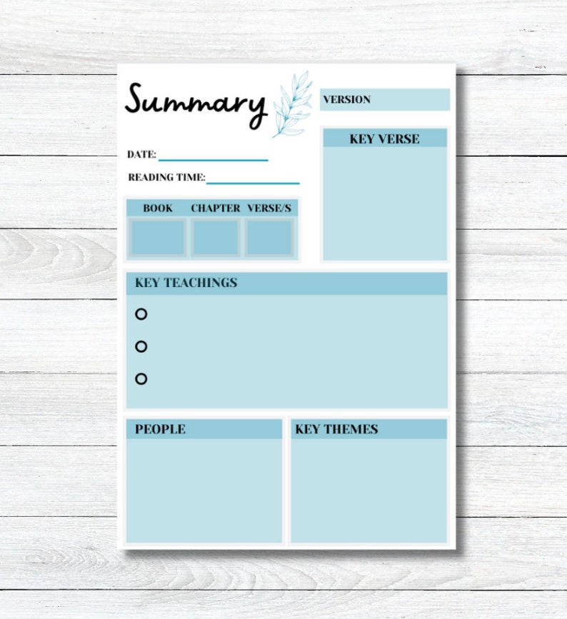 Bible Chapter Study Template Printable, Digital Bible Study, Bible ...