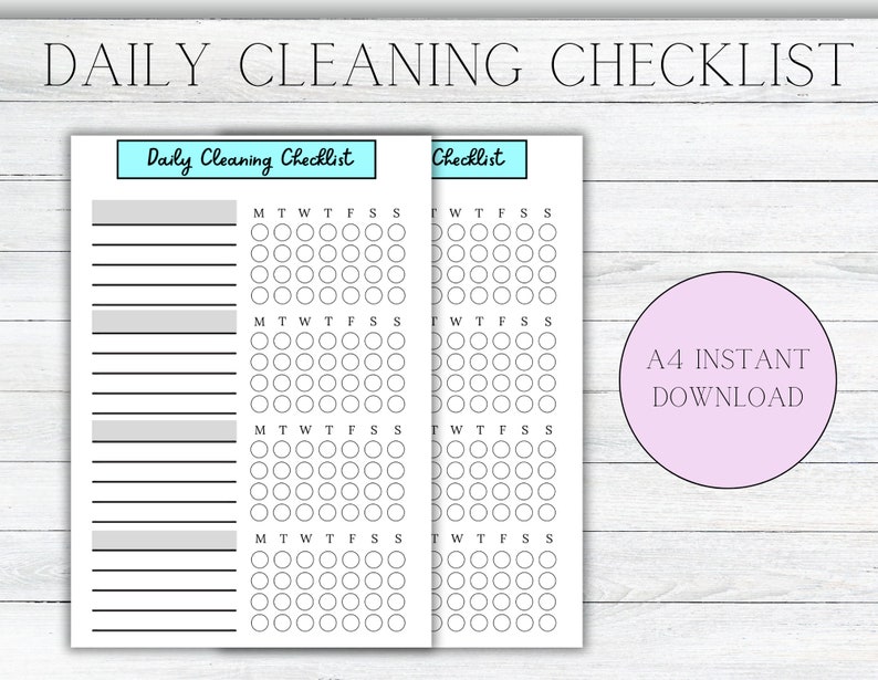 Printable Daily Cleaning Schedule Checklist, Chore Chart Checklist ...