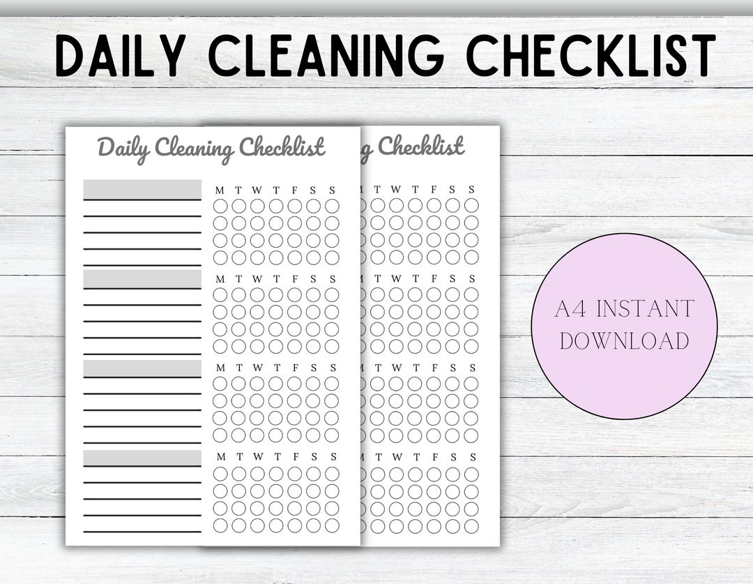 Printable Daily Cleaning Schedule Checklist, Chore Chart Checklist ...