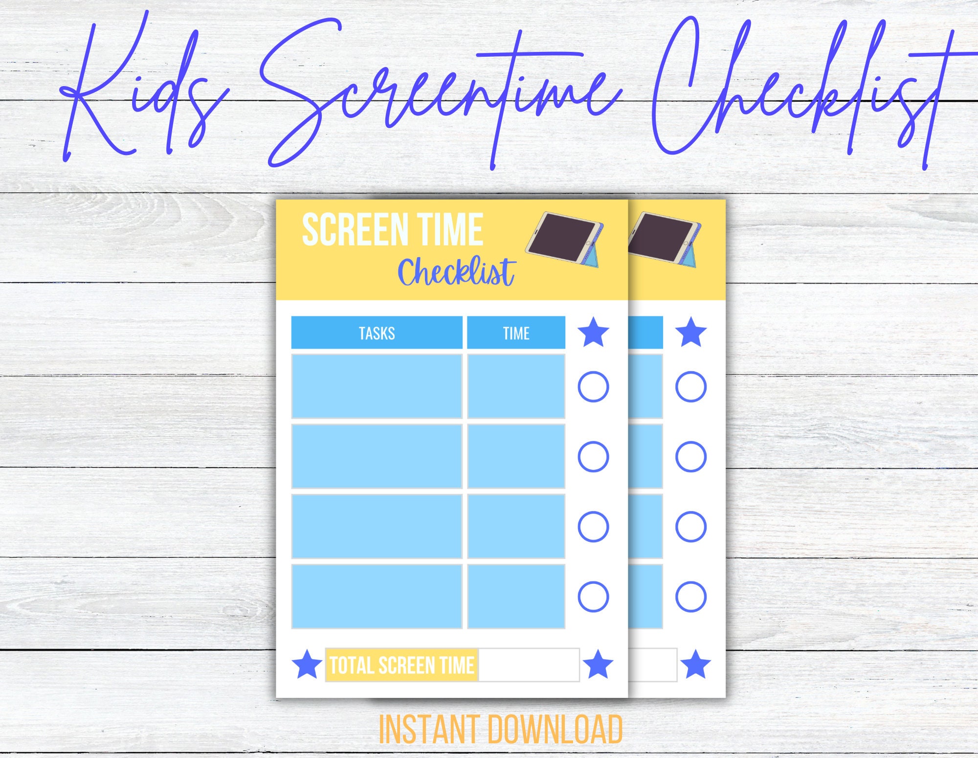 Printable Screen Time Daily Checklist, Weekly Summer Checklist, Summer ...