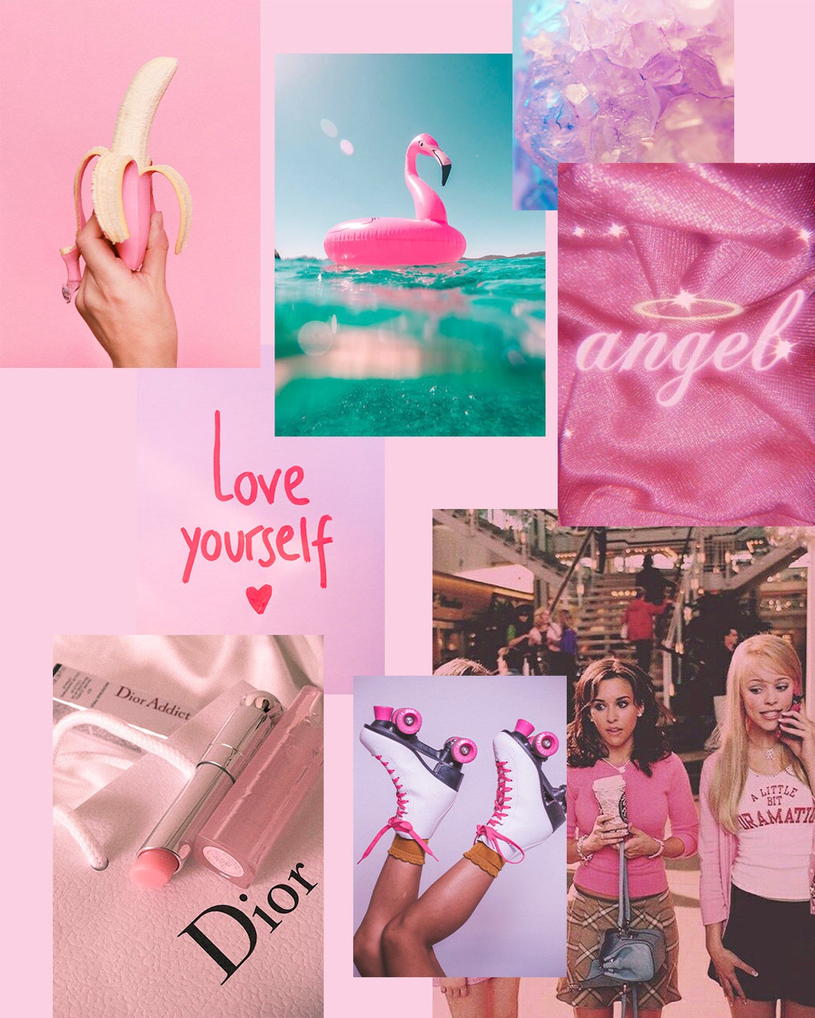 Pink Moodboard Collage Set - Digital Wall Poster Set - Aesthetic Wall ...