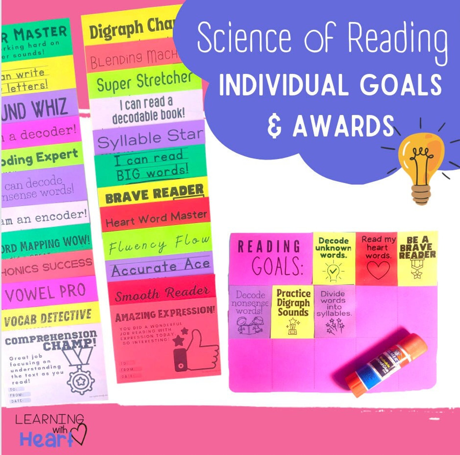 Science of Reading Goals and Awards! (certificates, Bookmarks ...